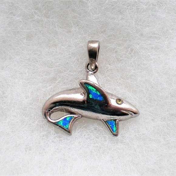 Jewelry | Vintage Sterling Silver 925 Opal Inlay Dolphin Shark Fish ...